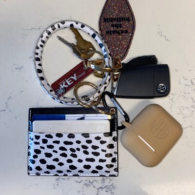 Key Ring & ID Card Holder, Keychain Wallet for Women, Wristlet Wallet ...
