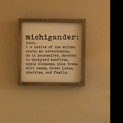 Michigan Wood Sign Hand Painted Framed Sign Definition of a Michigander ...