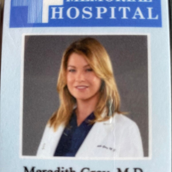 Grey's Anatomy MEREDITH GREY Grey Sloan Memorial Hospital ID Badge ...