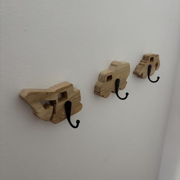Airplane Themed Wall Hooks, 5 Coat Hooks, Solid Wood Hallway Hooks, Jet ...