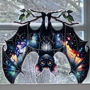Bat Upside Down Acrylic Window Hanging, Indoor Decor, Bat Lovers Gift ...