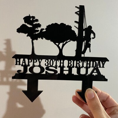 Personalised Acrylic Lumberjack Tree Surgeon Birthday Cake Topper ...
