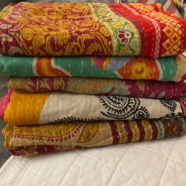 Wholesale Lot Vintage Kantha Quilt, Sari Coverlet, Sundance Kantha ...