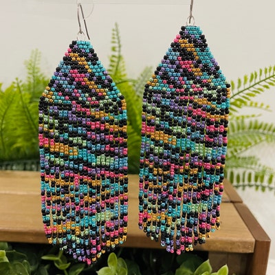 Peacock Bead Earring PDF Pattern,blue Bird Seed Bead Earring Pattern ...