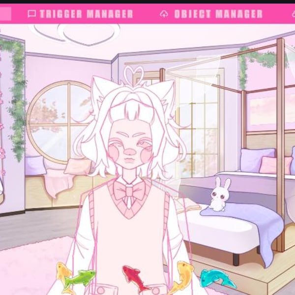 Vtuber Background Room Day Night | Twitch | Streamer Virtual Bedroom ...