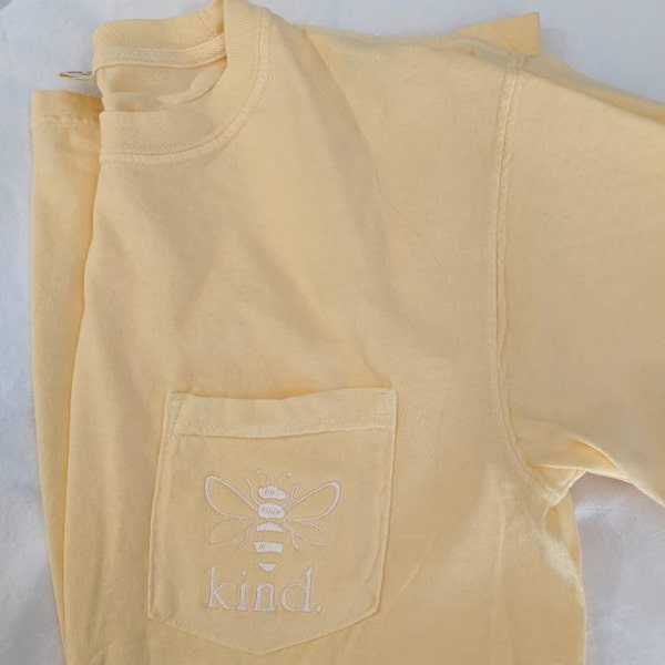 Bee Kind Tee- Comfort Colors Bumblebee Monogram Pocket Tee ...