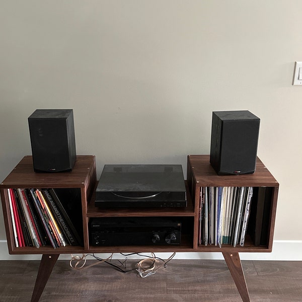 Lowboy Record Player Console / Customizable Vinyl Cabinet / Solid ...