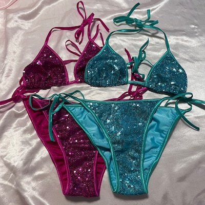 Sexy, Sequin, Rose Gold Bikini. Unique, Made to Order, Bling, Sparkly ...