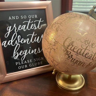 Custom World Globe Personalized Hand Lettered Map Decor Home - Etsy