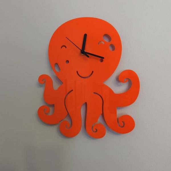 Octopus Kids Cartoon Silhouette - Wall Clock - Etsy