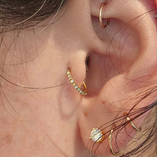 ROOK HOOP • Rook Earring • Cartilage Twist Hoop • Gold Hoop Earrings ...
