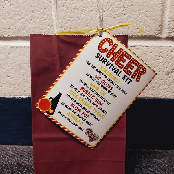 Editable Cheer Survival Kit Printable for Dance Cheer Team Gifts Goodie ...