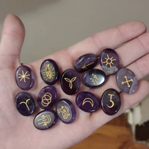 13 Witches Runes Set Magic Wicca Pagan Witchcraft Divination Atlar Tool ...