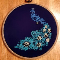 Peacock Embroidery Kit, Craft Kit for Beginners, Paisley Hoop Art ...