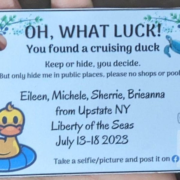 Custom Life Preserver Ring Cruising Ducks Tags, No String/band Needed ...