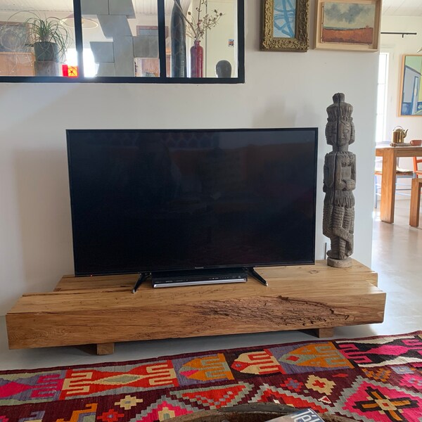 Solid Wood TV Stand, Wabi Sabi Low Console Table, Bohemian Furniture ...
