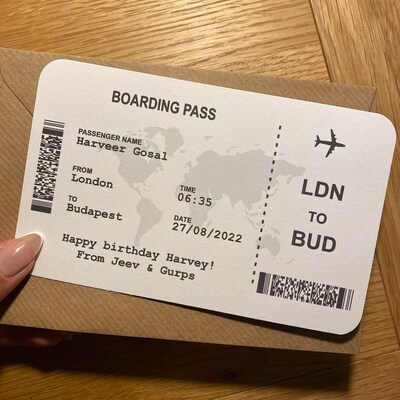 Personalised Custom Gift Airline Ticket Boarding Pass - Etsy UK