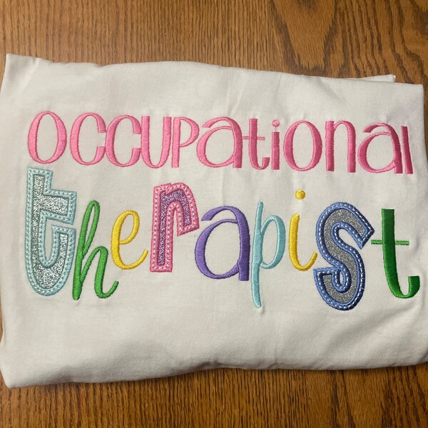 Occupational Therapist Embroidery Applique Design - Etsy