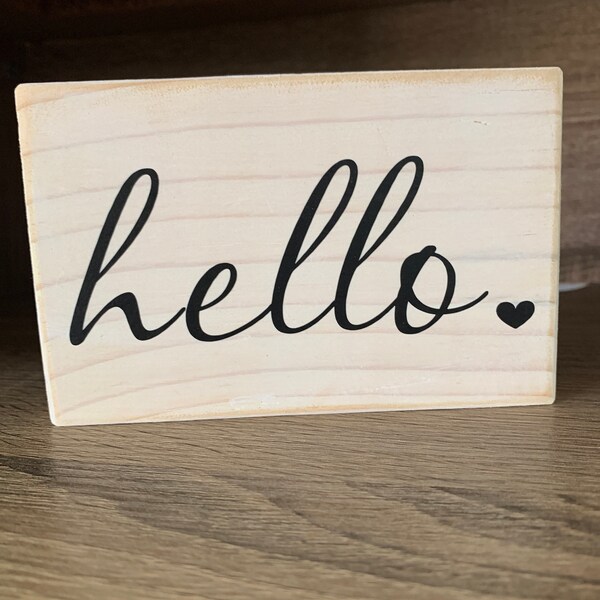 Hello Mini Block Wood Sign - Coffee Bar Sign - Tiered Tray Wood Sign ...
