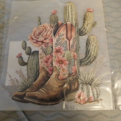 Cowgirl Boots and Cactus Transfer Direct to Film DTF Transfers ...