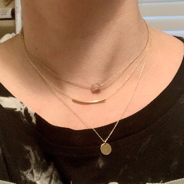 Tube Necklace, 14k Gold Fill, Sterling Silver, Minimalist, Simple ...