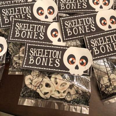 Printable Skeleton Bones Halloween Treat Bag Toppers, Bag of Bones ...