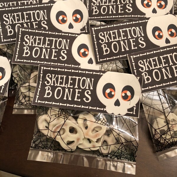 Printable Skeleton Bones Halloween Treat Bag Toppers, Bag of Bones ...