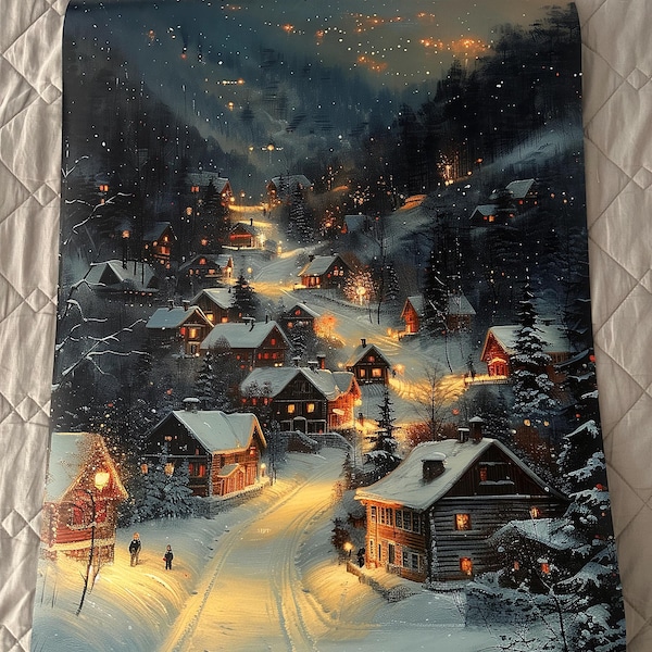 Winter Wall Art, Christmas Snow Scene, Children Building Snowman ...
