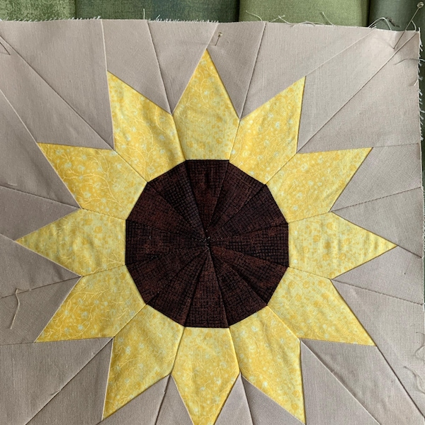 Sunflower, Foundation Paper Piecing Pattern (FPP), Quilt Block, PDF ...