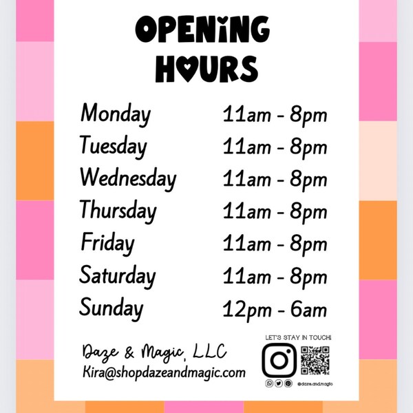 Hours of Operation | Instant Download | Modern Menu | Business Hours ...