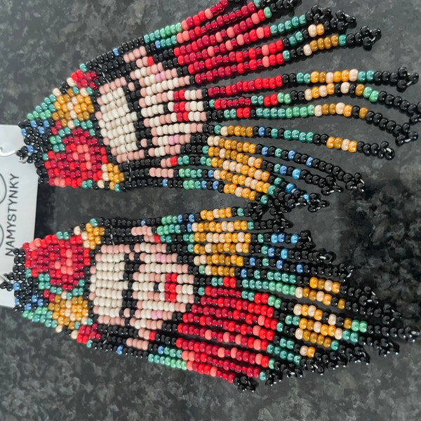 Mountain Landscape Beaded Earrings Fireweed Flowers Beadwork Earrings ...