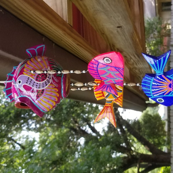 Tropical Fish Hanging Decoration Artisan Made Handpainted Coconut ...