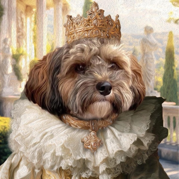 Queen Pet Portrait, Custom Digital Pet Art, Personalized Royal Pet ...