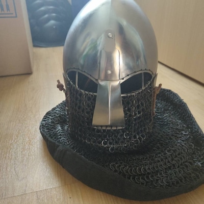 Medieval Barbuta Chainmail Helmet Steel Barbute Helmet LARP Costume ...