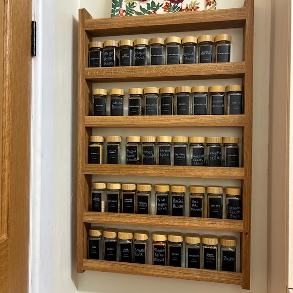 Wall Mounted Oak Spice Rack 3 Rows + - Etsy
