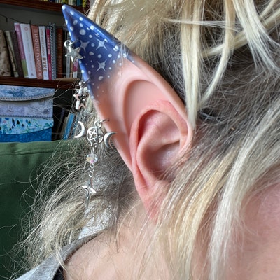 Customised Elf Ears for Renfaire Peach Flower Latex Elf Ears Cosplay ...