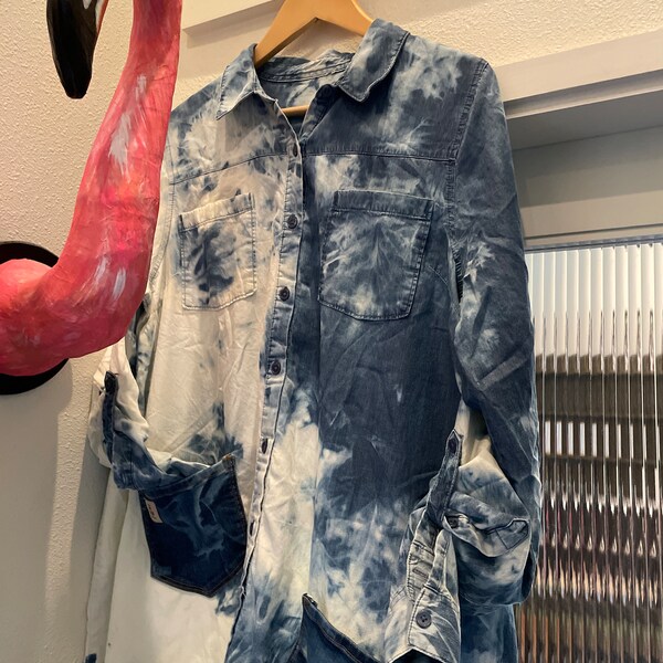 Upcycled Long Flowy Denim and Fabric Jacket- Small - Etsy