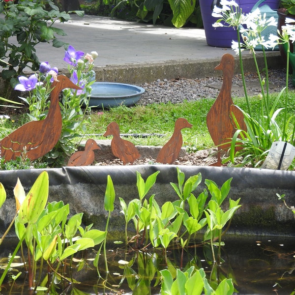 Rusty Metal Family of Ducks - Garden Ornaments - Art - Duck Gift ...