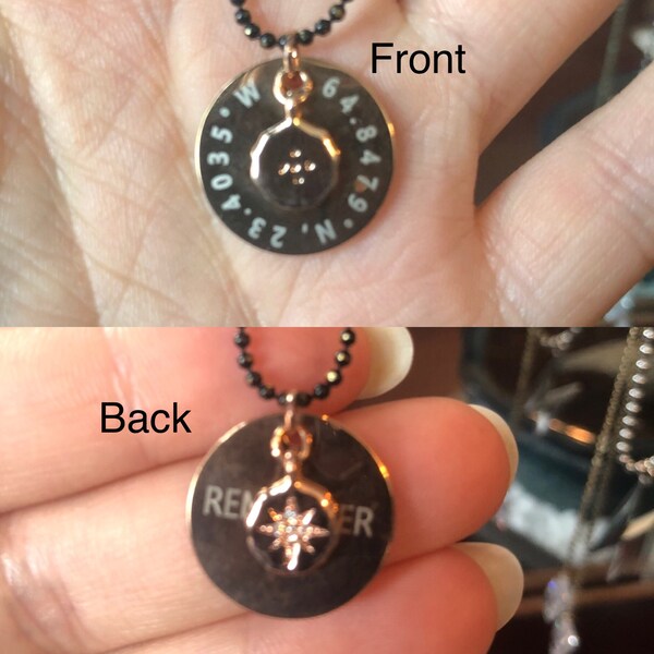 Compass Necklace for Women Coordinate Engraved Necklace Daughter ...