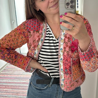 Handmade Patchwork Jacket, Hand Stitched Cotton Patchwork Jacket ...