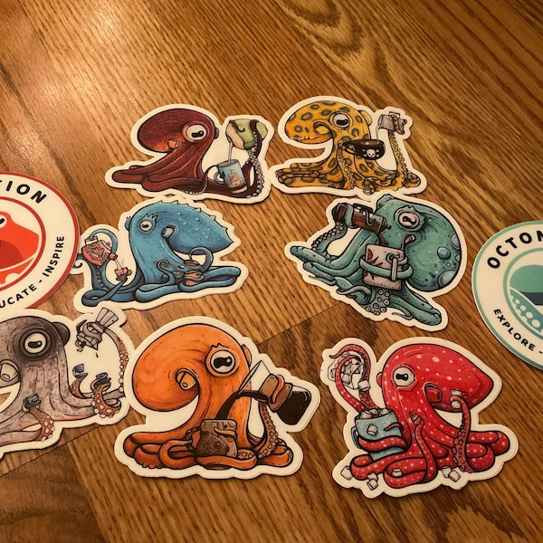 Octonation Octopus Sticker Pack (5 Stickers Same Design) - Etsy