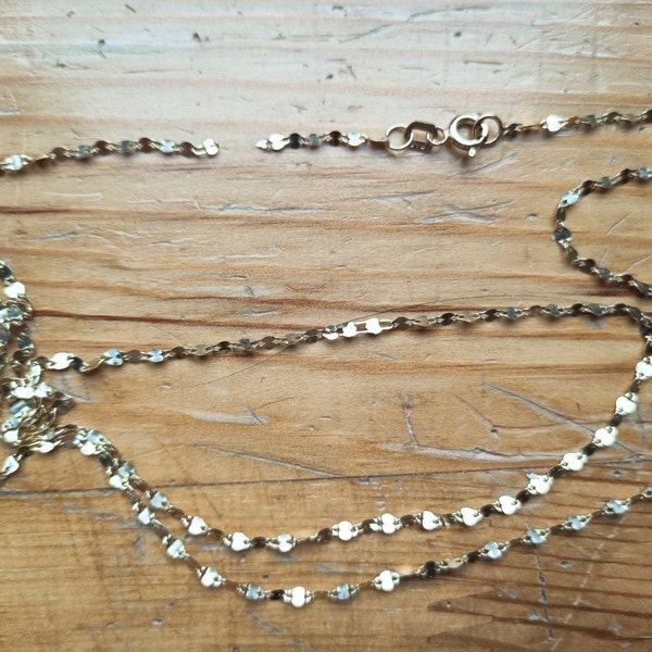 14k Solid Gold Sequin Faceted Chain Necklace, 1.5 Mm Mirrored Dainty ...