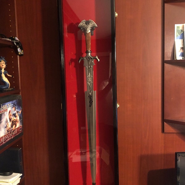 1 Long Sword Display Case Cabinet Wall Shadowbox Medieval Swords Prop ...