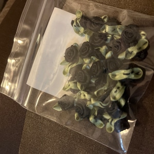 Mini Ribbon Roses With Leaf 3/8 10mm X 5/8 16mm Lots of Colors ...