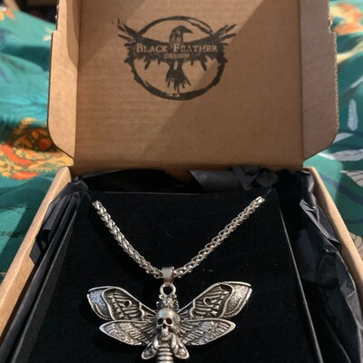 Moth Pendant Deaths Head Hawk Moth Necklace Gothic Necklace Moth ...