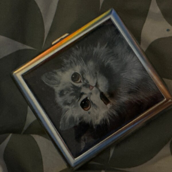 Smoking Cat Cigarette Case Business Card ID Holder Wallet Smoker ...