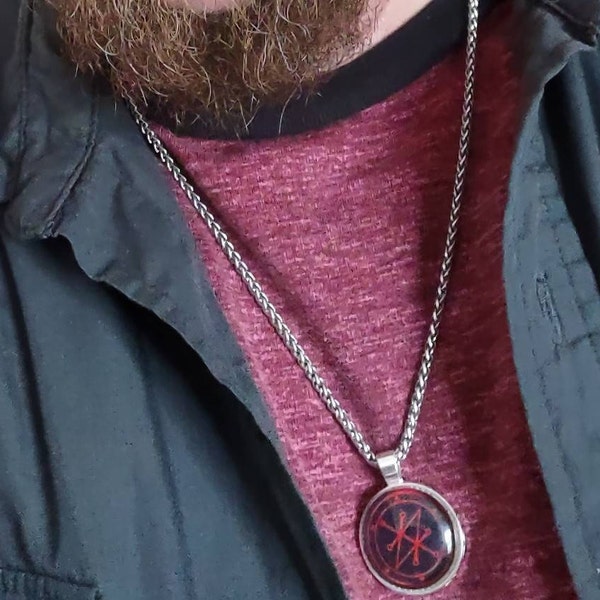 Azazel Satanic Occult Seal Sigil Necklace, Azazel Witchcraft Demon ...
