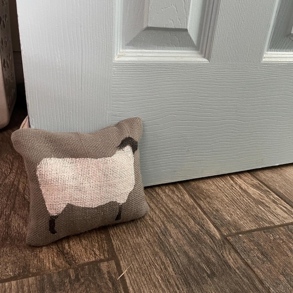 Suffolk Sheep- Burlap Feed Sack Doorstop - Sheep Door Stop - Sheep ...