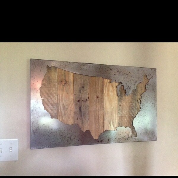 United States Map - USA Map - 18"x30" - US Map - Metal Art - Reclaimed ...