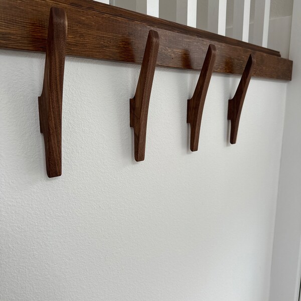 Walnut Floating 4.5" Coat Hook Peg Mid Century Modern Minimalist ...